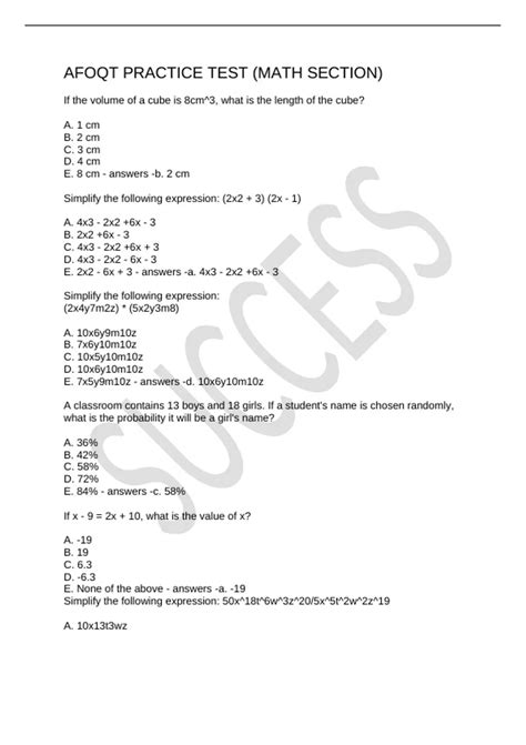 Afoqt Practice Test Math Section Afoqt Stuvia Us