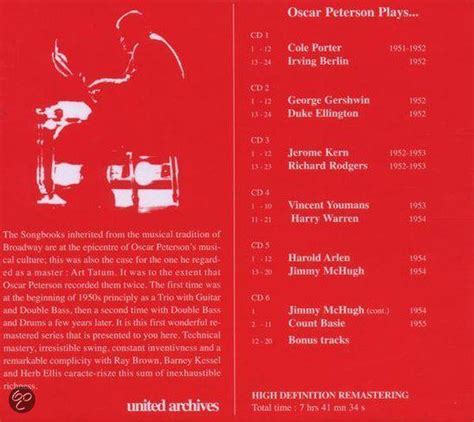 Complete Songbooks Box Oscar Peterson Cd Album Muziek