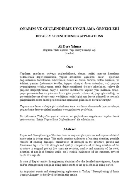Onarim Ve Guclendirme Uygulama Ornekleri Pdf