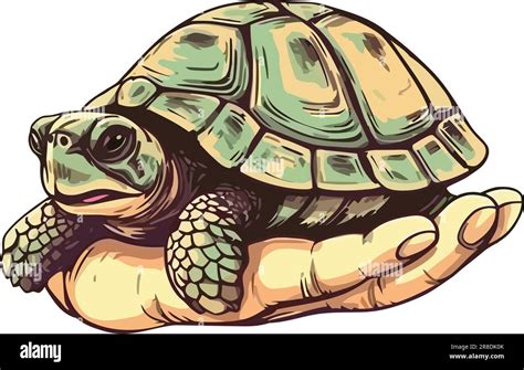 Slow And Steady The Cute Turtle Crawls Stock Vector Image And Art Alamy