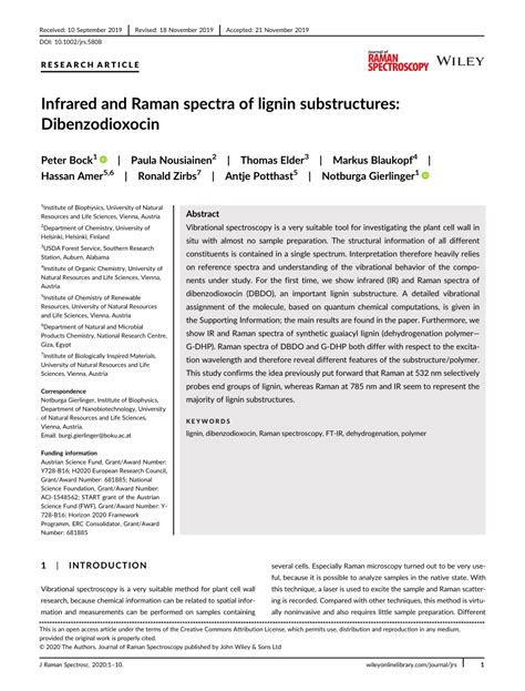 Pdf Infrared And Raman Spectra Of Lignin Substructures Dibenzodioxocin