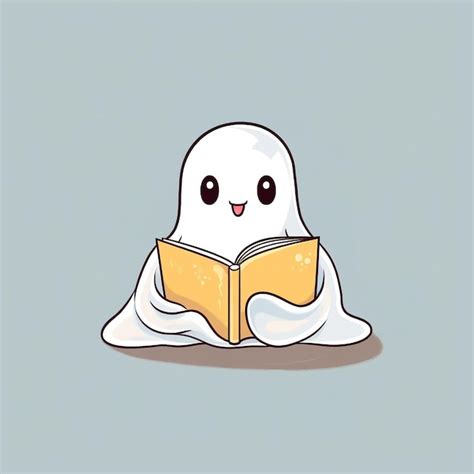 Premium Ai Image Cute Ghost Reading A Book Illustration
