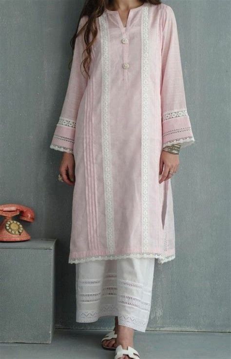 Latest Lace Design On Plain Suit Kurta Design With Lace Lace Design