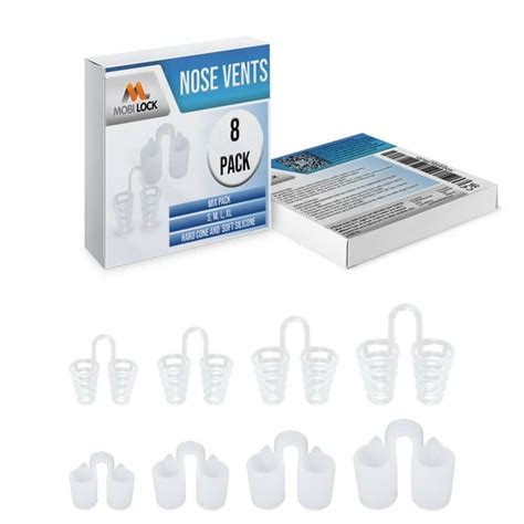Mobi Lock Nasal Dilator For Snoring Relief Pack Of 8 Reusable Silicone