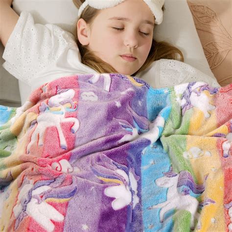 Glow In The Dark Blanket Unicorns Ts For Girls Soft Blanket 3 4 5 6