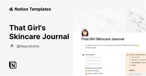 That Girl S Skincare Journal Template By Calvin Notion Marketplace