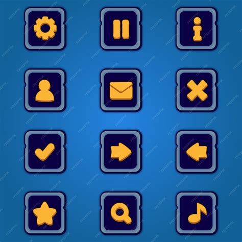 만화 스타일의 게임 버튼 세트 다채로운 세트 그래픽 인터페이스 요소 게임 Ui 버튼 키트 프리미엄 벡터