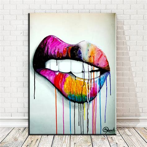 XX Pop Art Canvas Painting Abstract Colorful Sexy Lips Wall Art Canvas Poster Print Graffiti