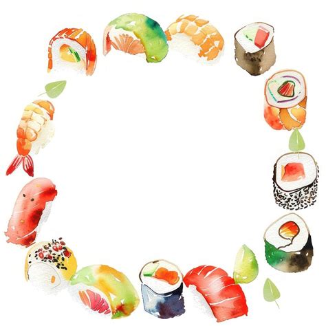 Sushi Border Watercolor Food Rice Premium Photo Illustration Rawpixel