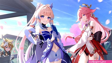Wallpaper Genshin Impact Yae Miko Genshin Impact Kirara Genshin