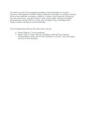 HRM 650 Week 1 Dicussion Forum 1 Docx His Week You Will Look At