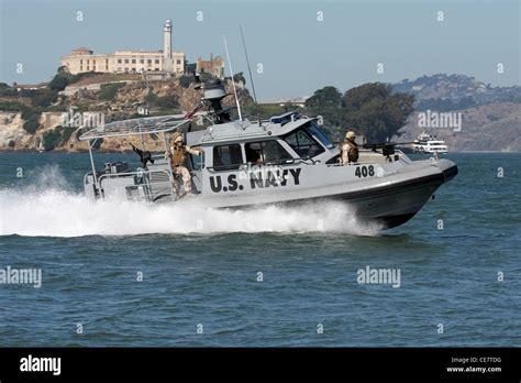 Us Navy Security Forces Patrol The San Francisco Waterfront In A 34