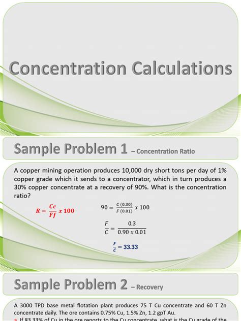 Topic 6 Concentration Calculations Pdf Mining Metals