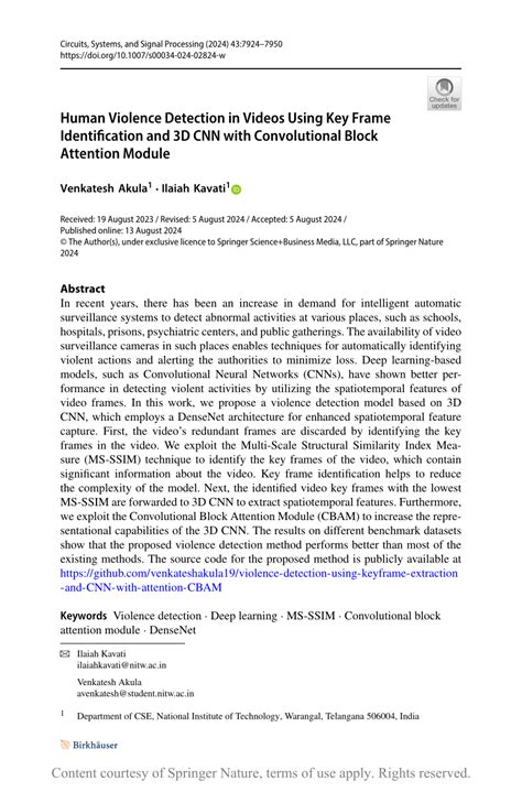 Human Violence Detection In Videos Using Key Frame Identification And