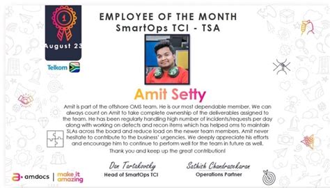 Amit Kumar Setty On Linkedin Employee Of The Month It Was A Great