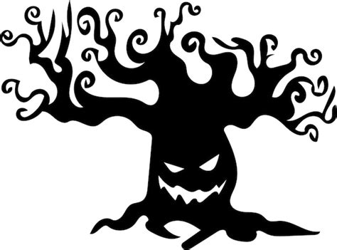 Premium Vector Halloween Scary Tree Monster Black Silhouette