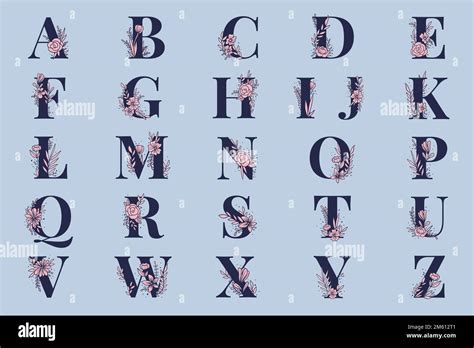 Alphabet Floral Typography Script Vector Stock Vector Image And Art Alamy