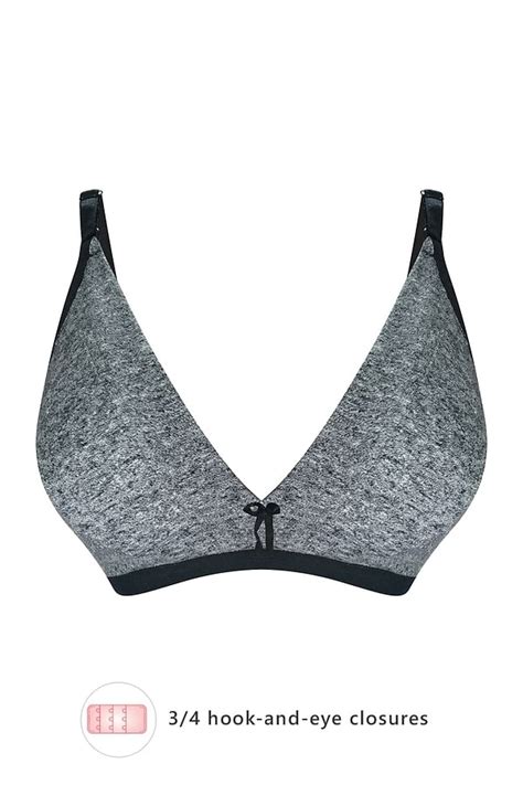 Buy Non Padded Non Wired Demi Cup Plunge Bra In Grey Cotton Rich