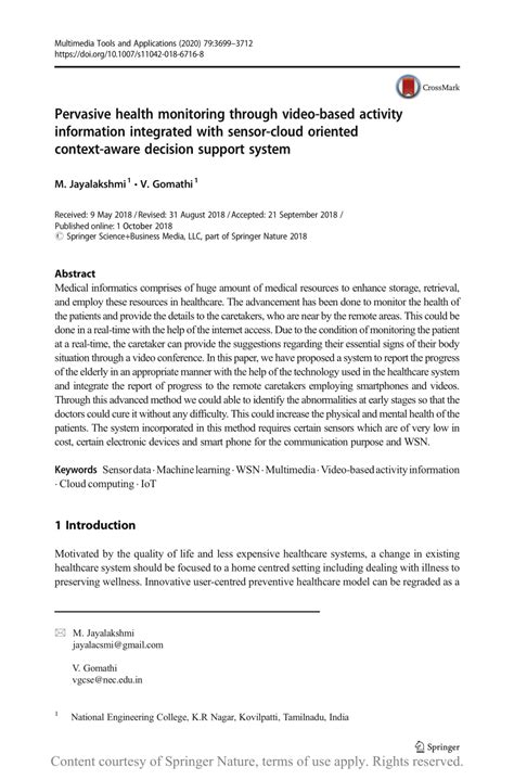 Pervasive Health Monitoring Through Video Based Activity Information Integrated With Sensor