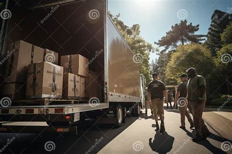 Furniture Movers Efficiently Unload A Truck Providing Expert