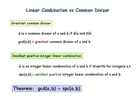 linear combination vs common divisor greatest common divisor