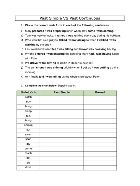 Fillable Online Circle The Correct Verb Form In Each Of The Following