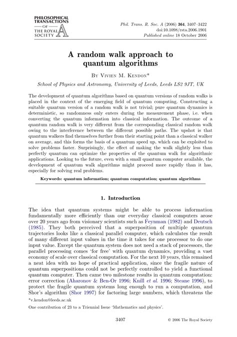 A Random Walk Approach To Quantum Algorithms