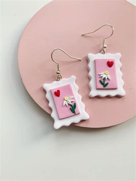Polymer Clay Floral Daisy Stamp Earrings In 2024 Polymer Clay