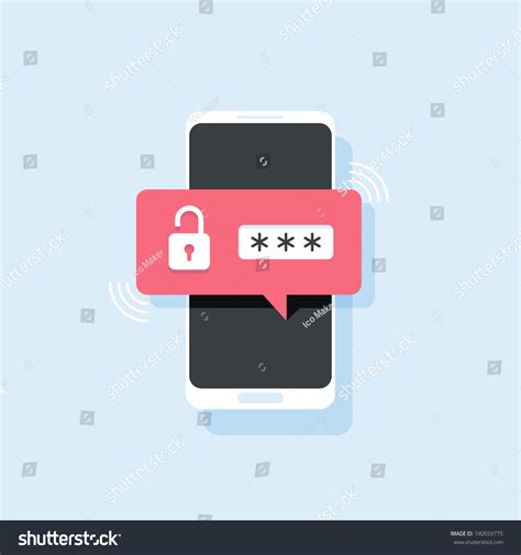 Mobile Phone Unlocked Notification Button Password Stock Vector Royalty Free 740559775
