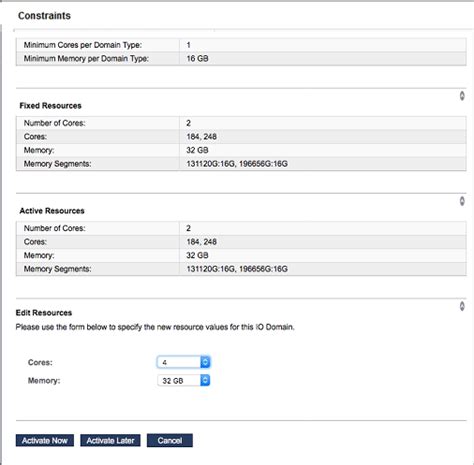 Increase Or Decrease I O Domain Resources Oracle I O Domain