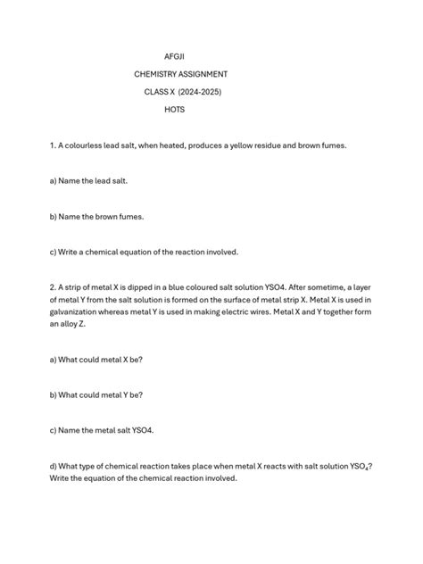 Chemistry Assignment Pdf