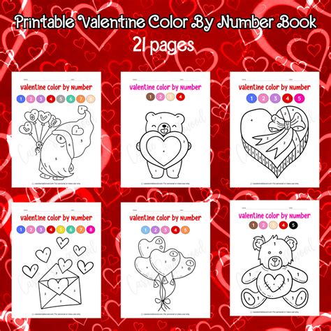 Printable Valentines Color By Number Book Cassie Smallwood