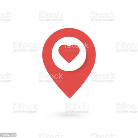 하트 모양이 있는 빨간색 위치 핀 아이콘입니다 흰색 배경에서 격리된 위치 마커입니다 핀 맵 디자인 요소입니다 위치 기호입니다 벡터 일러스트레이션 공예에 대한 스톡 벡터 아트