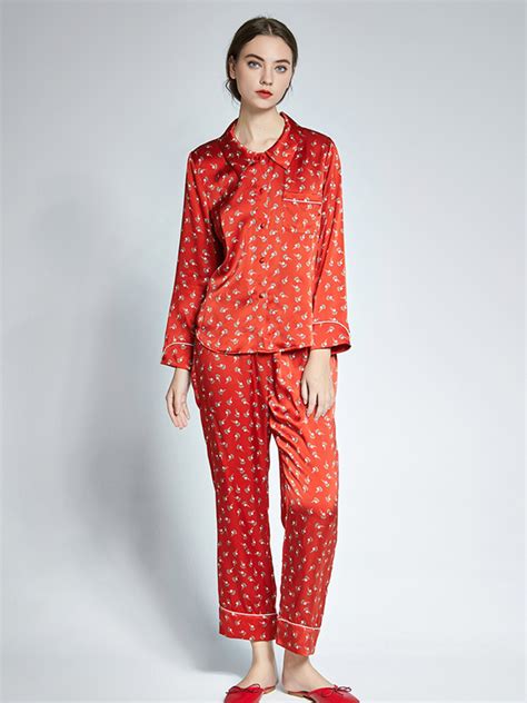 Realsilklife Seide Pyjama Set Damen Lange Lässiger Rundhals