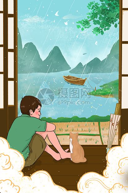 节气谷雨里的男孩插画图片下载 正版图片402158312 摄图网