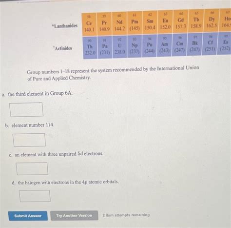 Solved Using Only The Periodic Table Below Write The