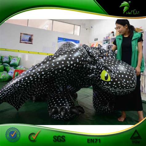 Hongyi Inflatable Toothless Suit Double Pvc Layers Black Dragon