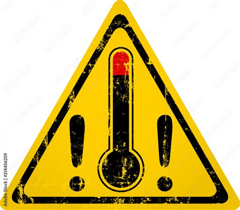 Heat Warning Sign With Thermometer Grungy Style Vector Illustration เวกเตอร์สต็อก Adobe Stock