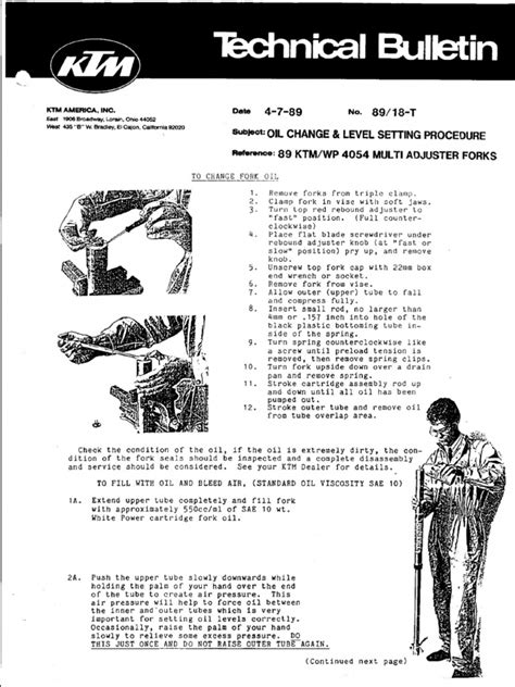 Ktm Wp 4054 Fork Setup Manual Pdf