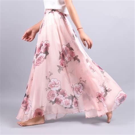 Vintage Bohemia Chiffon Summer Maxi Skirt On Luulla