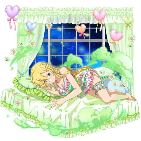 Safebooru 1girl Barefoot Bed Blonde Hair Breasts Cleavage Collarbone