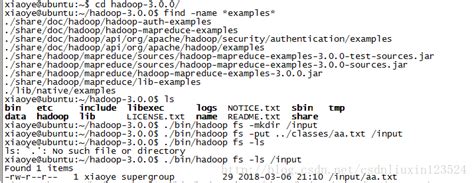 第四章：hadoop 启动wordcount实例，包括hadoop自带jar包和eclipsejar包。hdfs常用命令 hadoop