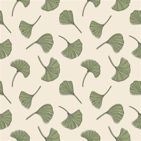 Premium Vector Ginkgo Biloba Leaves Seamless Pattern