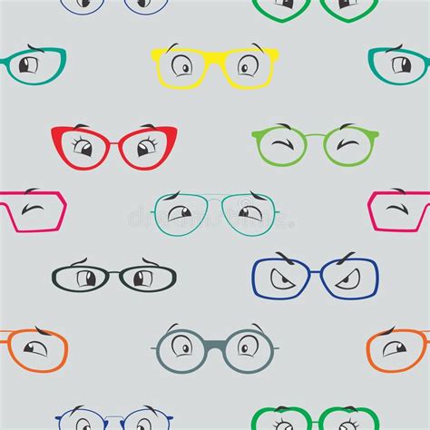 Vector Colorful Glasses Frame With Eyes Accessories Stripes Seamless
