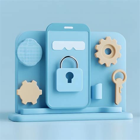 Illustration Handphone Lock Button And A Security Symbol Premium Ai