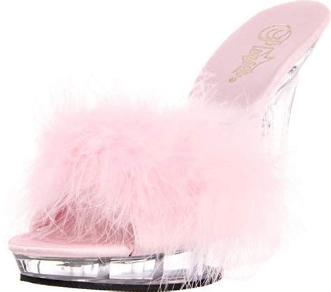Fabulicious Womens Lip 101 8 Marabou Slipper Pleaser Shoes Flower