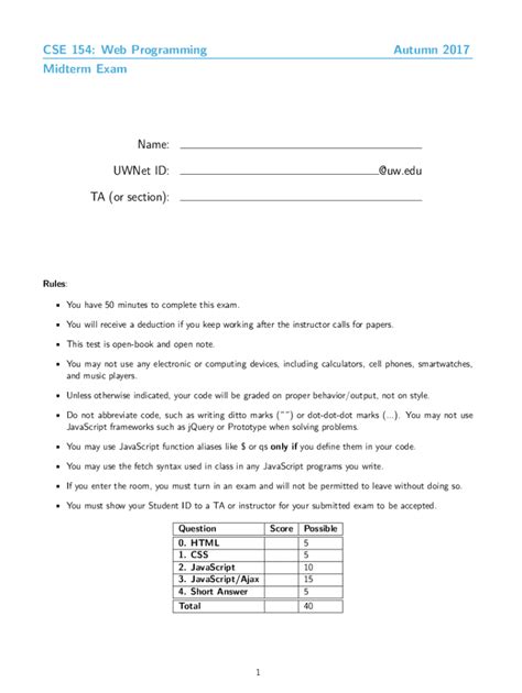 Fillable Online Cse Web Programming University Of Washington Fax