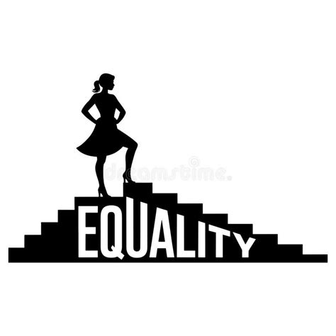 Woman Silhouette Standing On Staircase With Equality Text Representing