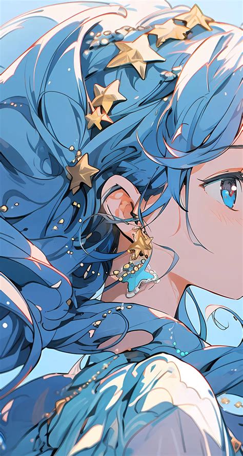 蓝头发 蓝眼睛 长发 动漫女孩 耳环 明星 手机壁纸 4k壁纸 壁纸下载 壁纸汇