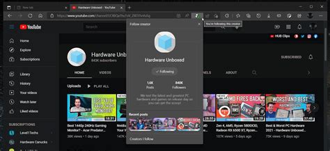 Edge Canary Now Lets You Follow YouTubers